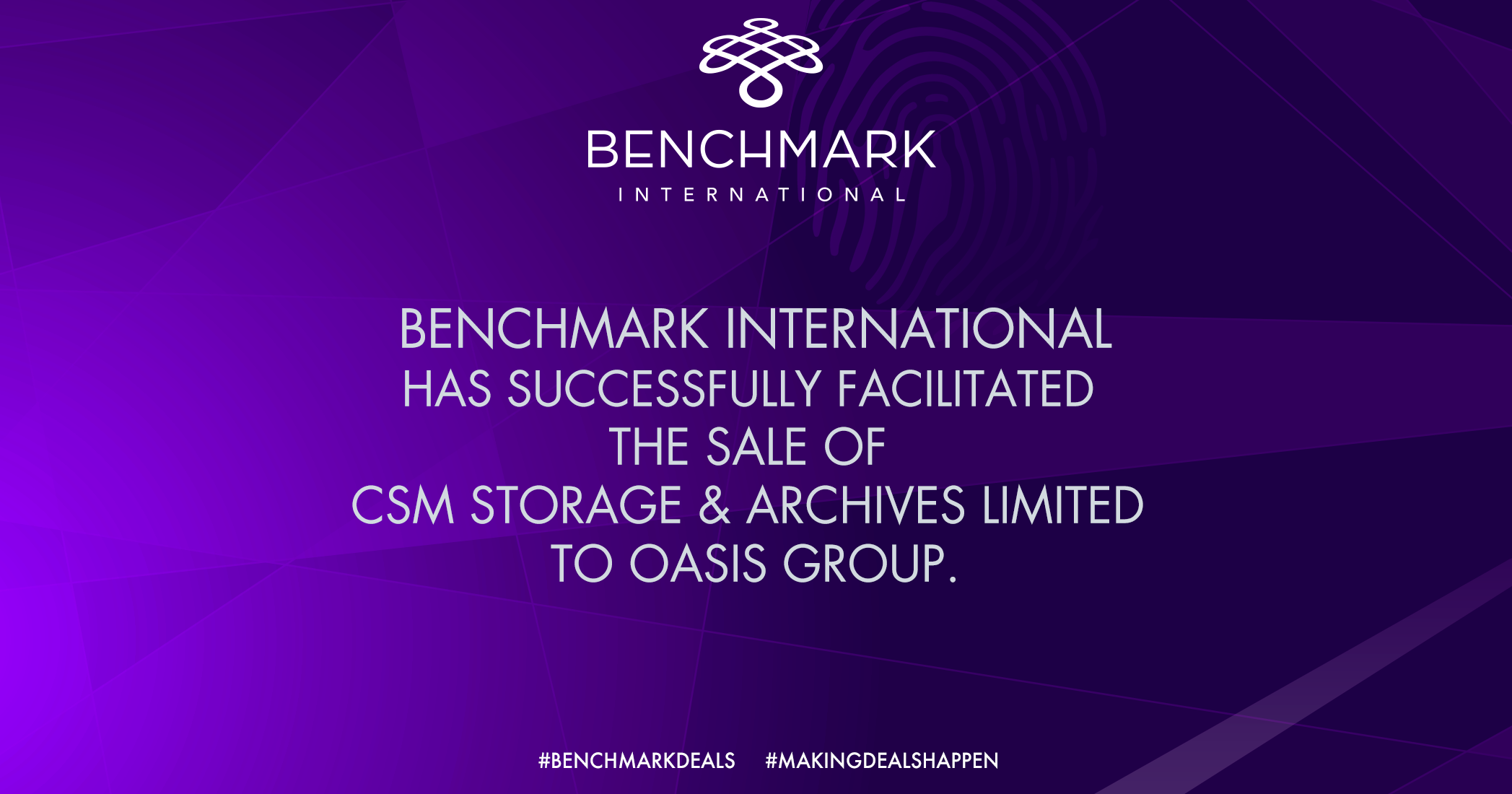 Benchmark International Has Successfully Facilitated the Sale of CSM Storage & Archives Limited ...