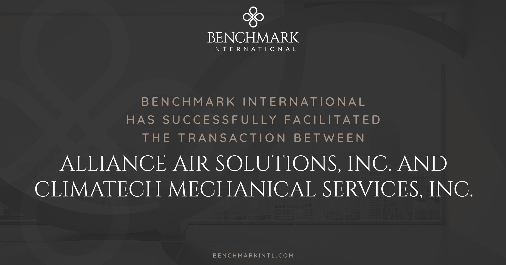 Benchmark International Has Successfully Facilitated the Transaction Between Alliance Air ...