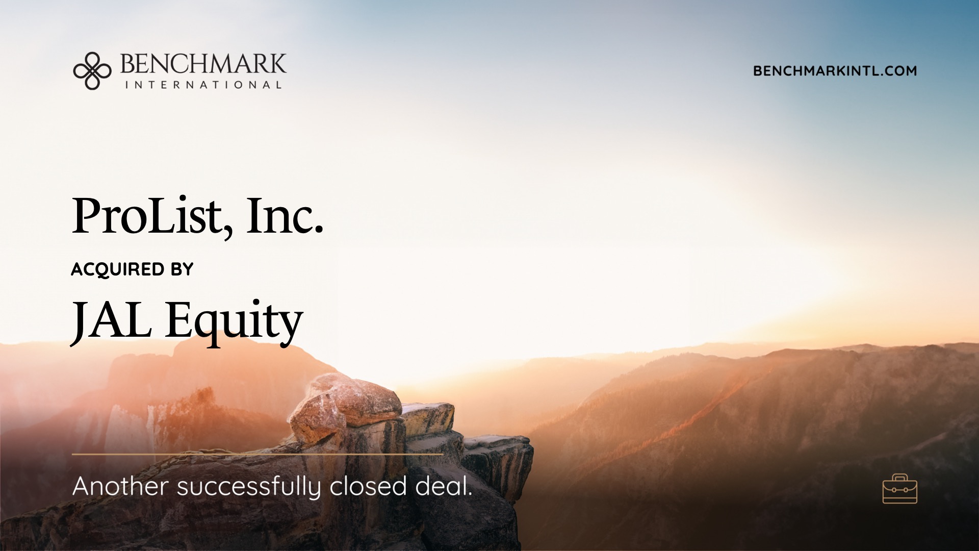 Benchmark International Successfully Facilitated The Transaction Between Prolist, Inc. And JAL ...